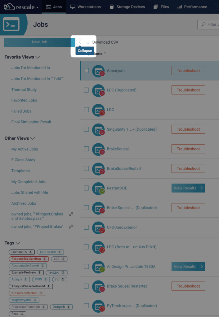 Job & Workstation Pages - Rescale