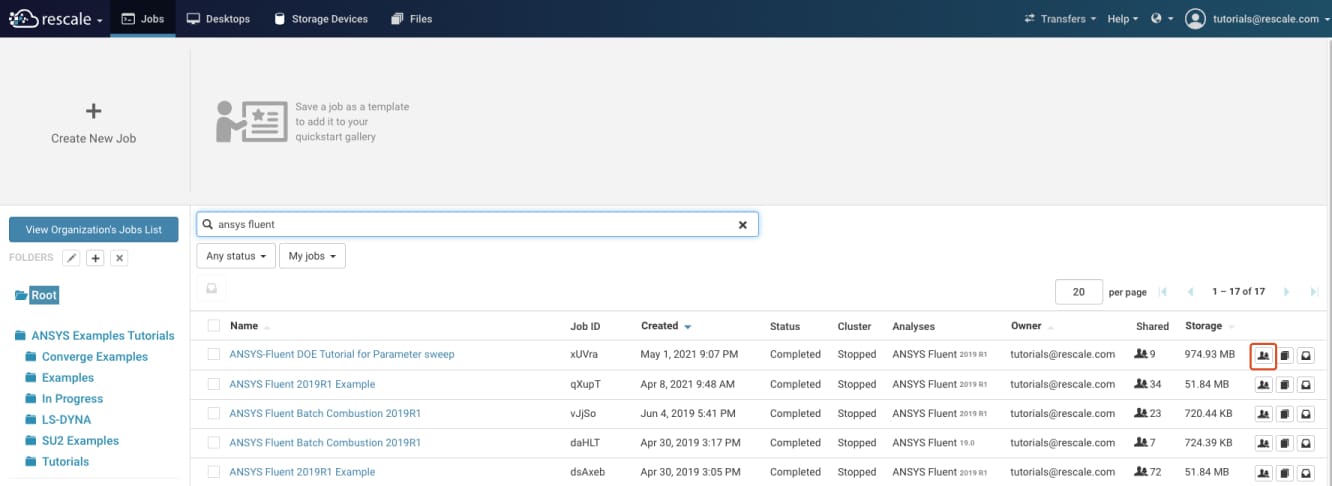 Collaborating With Others By Sharing Jobs - Rescale